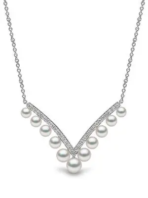 Yoko London 18kt White Gold Akoya Pearl And Diamond Necklace - Silver