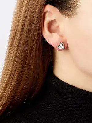 Yoko London 18kt Yellow Akoya Pearl And Diamond Stud Earrings - Gold