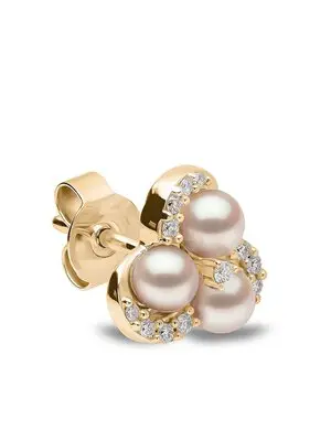 Yoko London 18kt Yellow Akoya Pearl And Diamond Stud Earrings - Gold