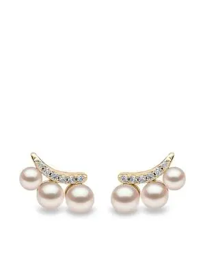 Yoko London 18kt Yellow Diamond Akoya Pearl Stud Earrings - Gold