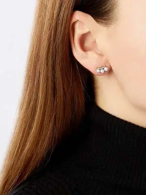Yoko London 18kt Yellow Diamond Akoya Pearl Stud Earrings - Gold