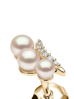 Yoko London 18kt Yellow Diamond Akoya Pearl Stud Earrings - Gold