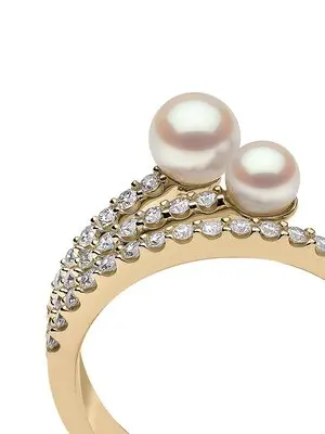 Yoko London 18kt Yellow Akoya Pearl And Diamond Ring