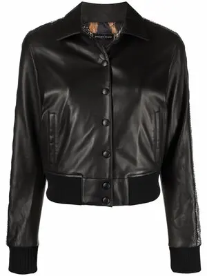 Philipp Plein Crystal-embellished Leather Jacket