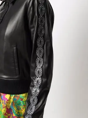 Philipp Plein Crystal-embellished Leather Jacket
