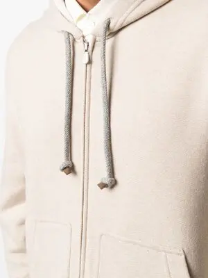 Brunello Cucinelli Cahmere Drawtring Zip-up Hoodie