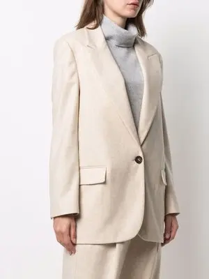 Brunello Cucinelli Peak-lapel Single-breasted Blazer - Neutrals