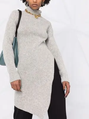 JIL SANDER Asymmetric Roll-neck Jumper - Grey