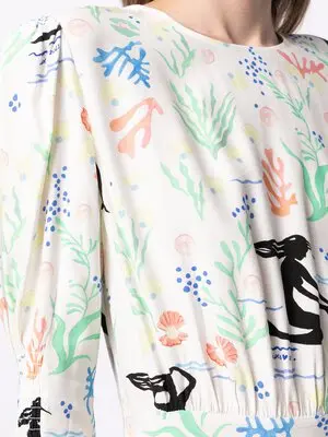 Rixo Mermaid-Motif Maxi Dress In White - 40% Off | Editorialist