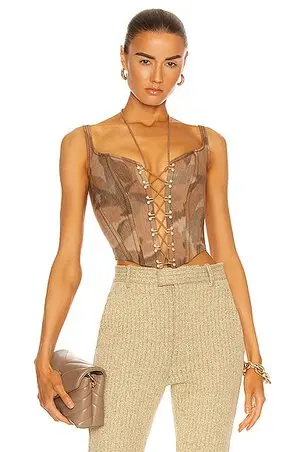 DION LEE Ikat Corset Top In Army