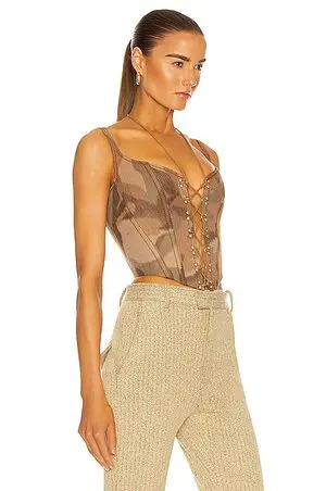 DION LEE Ikat Corset Top In Army