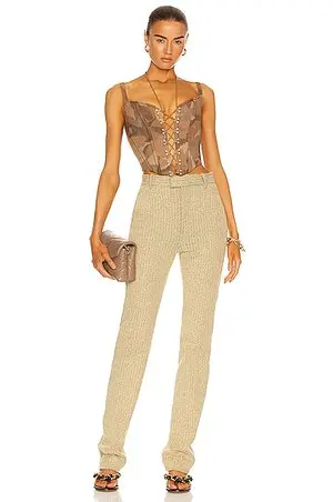 DION LEE Ikat Corset Top In Army