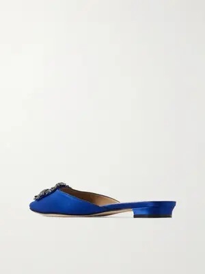 Manolo Blahnik Hangisi Crystal-embellished Slippers - Blue