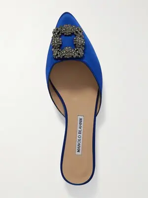 Manolo Blahnik Hangisi Crystal-embellished Slippers - Blue