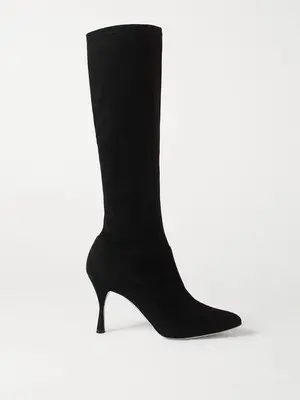Manolo Blahnik Pamfilo 90 Stretch-suede Knee Boots - Black
