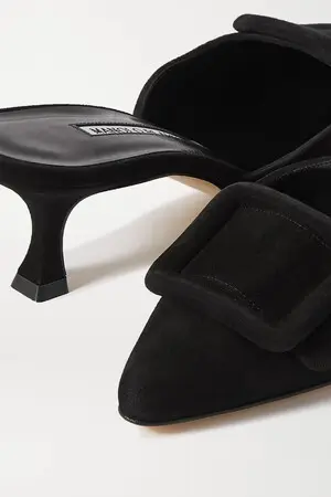 Manolo Blahnik Maysale 50 Buckled Mules - Black