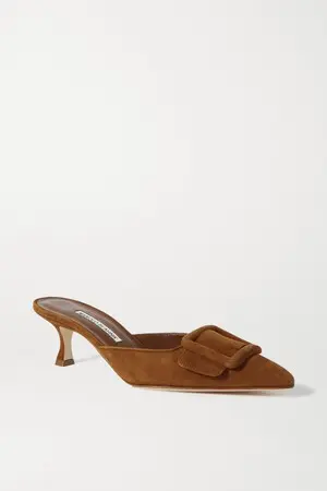 Manolo Blahnik Maysale 50 Buckled Mules - Brown