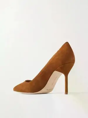 Manolo Blahnik Bb 90 Suede Pumps - Brown