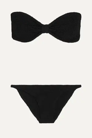Hunza G Jean Seersucker Bandeau Bikini - Black