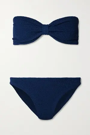 Hunza G Jean Seersucker Bandeau Bikini Blue