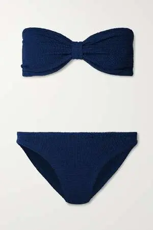 Hunza G Jean Seersucker Bandeau Bikini Navy