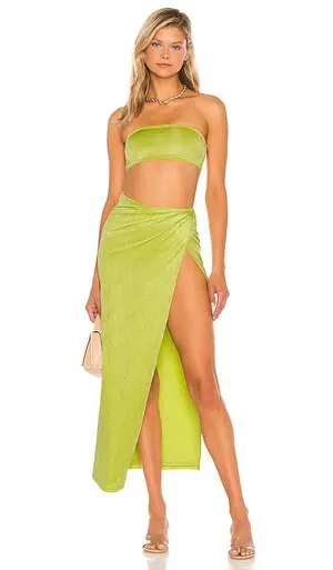Superdown Karolyna Maxi Skirt Set In Green - Citron