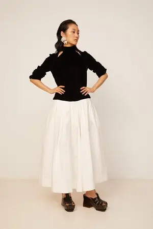 drop waist dress with neck scarf Women's Venerdì Drop Waist Scarf Neck Chiffon Midi Dress XS/S/M/L/XL/Customize Black MEAN BLVD Black / S main image 1