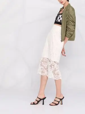 Philipp Plein Lace Pencil Midi Skirt