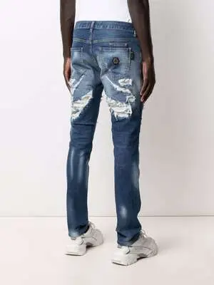 Philipp Plein Ripped-detail Jeans - Blue