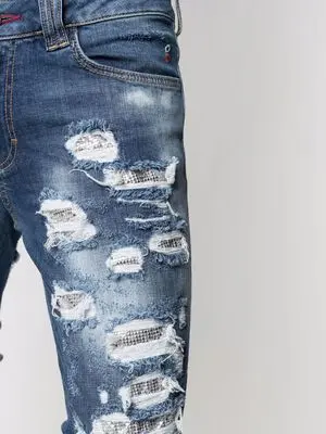 Philipp Plein Ripped-detail Jeans - Blue