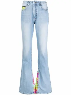 Philipp Plein Floral Insert Flared Jeans