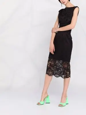 Philipp Plein Lace Midi Skirt - Black