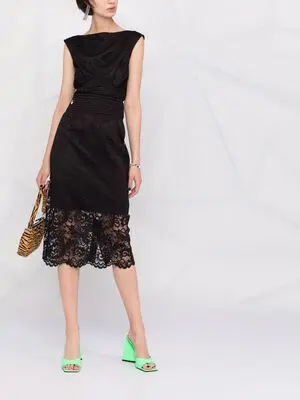 Philipp Plein Lace Midi Skirt - Black