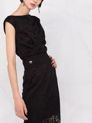 Philipp Plein Lace Midi Skirt - Black