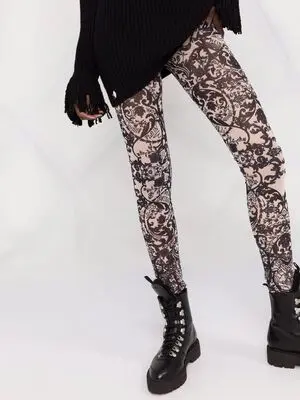 Philipp Plein New Baroque Printed Tulle Leggings