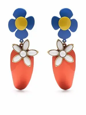 Saint Laurent Flower And Strawberry Clip-on Earrings - Red
