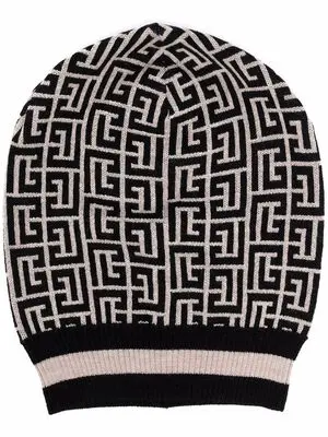 Balmain Monogram Merino-knitted Hat