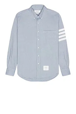 Thom Browne Thom Browne Straight Fit 4 Bar Shirt In Blue Dark Blue