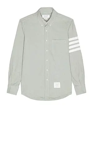 Thom Browne Thom Browne Straight Fit 4 Bar Shirt In Blue Dark Green