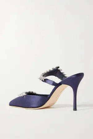Manolo Blahnik Lurum 90 Crystal-embellished Mules - Blue