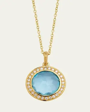 Ippolita Small Pendant Necklace In 18k Gold With Diamonds - Blue Topaz