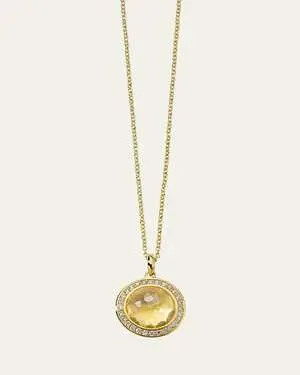 Ippolita Small Pendant Necklace In 18k Gold With Diamonds - Honey Citrine