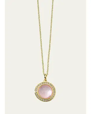Ippolita Small Pendant Necklace In 18k Gold With Diamonds - Rose Quartz