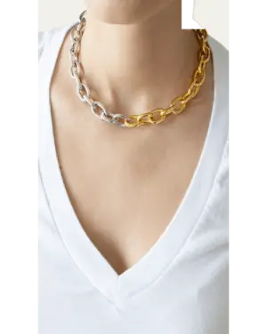 BEN-AMUN Two-tone Link Necklace With Logo