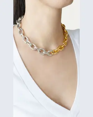 BEN-AMUN Two-tone Link Necklace With Logo