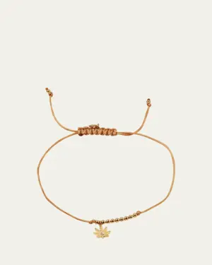 SYDNEY EVAN Diamond Pot Leaf Pull-cord Bracelet Brown