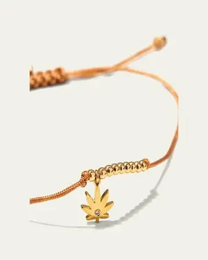 SYDNEY EVAN Diamond Pot Leaf Pull-cord Bracelet - Brown