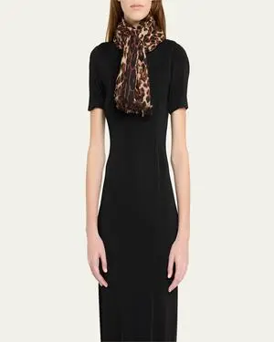 Sofia Cashmere Lightweight Cashmere Leopard-print Scarf