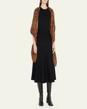 Sofia Cashmere Lightweight Cashmere Leopard-print Scarf