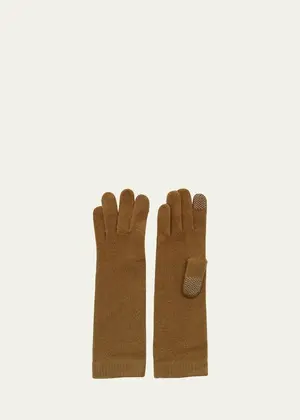 Portolano Portolano Long Cashmere Tech Gloves Cammello Scuro
